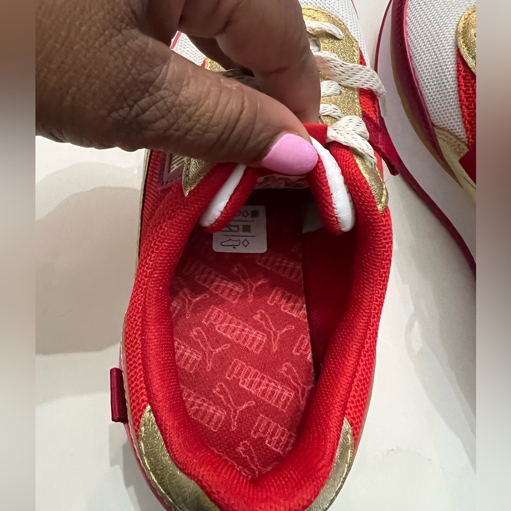 Puma Red, White, & Gold Sneakers - Gem